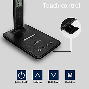 Xicyole Desk lamp,LED Lamp with Wireless Charger,USB Charger Port,Touch Control,3 Color Modes,5 Brightness Levels,Eye-Protecting Table Lamp,Led Lights for Bedroom,Home,Office,Black