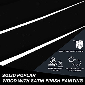 VEIKOU Rocking Chair, Set of 3 Outdoor Rocking Chair with Side Table,275Lbs Weight Capacity,Wooden Rocking Chair for Porch, Backyard, Indoor, Black