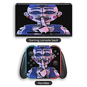 Ba-llora FNAF Sticker for Switch Protector Cover Protective Faceplate Full Set Console Dock for Switch/Switch lite