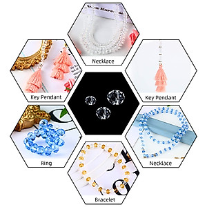 WILLBOND 1900 Pieces Glass Crystal Beads 4/6/ 8 mm Clear Rondelle Glass Crystal AB Spacer Beads for Jewelry Making DIY Craft Project Supplies, 15 Strands