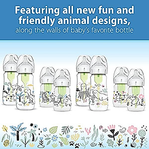 Dr. Brown’s Natural Flow® Anti-Colic Options+™ Wide-Neck Baby Bottle Designer Edition Bottles, Dinosaur and Ocean Design, 9 oz/270 mL, Level 1 Nipple, 4-Pack, 0m+