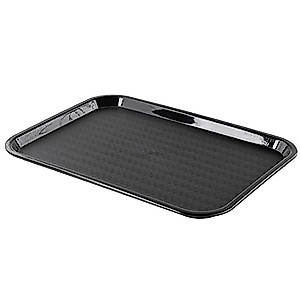 Restaurantware 12 x 16 Inch Fast Food Trays 10 Rectangle Plastic Serving Trays - Dishwashable Textured Black Plastic Cafeteria Trays For Meals And Glassware