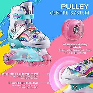 ERNAN Roller Skates,4 Size Adjustable Toddler Roller Skates with Light up Wheels for for Kids Girls & Boys (Medium(13C-3Y US), New Pink)