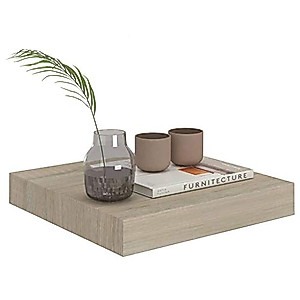 YUHI-HQYD Floating Wall Shelves,Wall Shelves for Living Room,Earthy Room Decor,Shelves for Wall Storage,Invisible mounting System,for Kitchen,Bedroom,Living Room, 4 pcs Oak 9.1"x9.3"x1.5" MDF