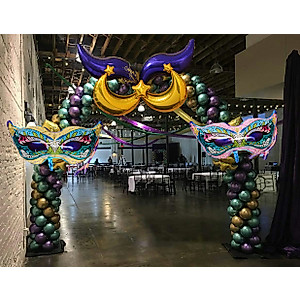 Mardi Gras Balloon Garland Kit,108 PCS Purple Green Gold Balloons Mask Sign Foil Balloons for Mardi Gras Masquerade New Orleans Party