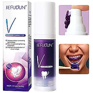 Whitening Toothpaste, Dental Colour Corrector, Purple Toothpaste for Teeth Whitening, Deeply Cleaning Gums, Stain Removal, Free of Peroxide, with Natural Formula, Not Causing Sensitivity 30ml