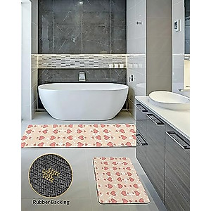 Geometric Love Stripes Bath Mat for Tub,Non Slip Bathroom Floor Runner Rug Quick Dry & Absorbent Diatomaceous Earth Shower Sink Kitchen Washable Doormat,Abstract Minimalistic Aesthetic Art 20x24+20x48