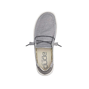 Hey Dude Women's Wendy Stretch Sparkling Grey Size 9 | Women’s Shoes | Women’s Lace Up Loafers | Comfortable & Light-Weight