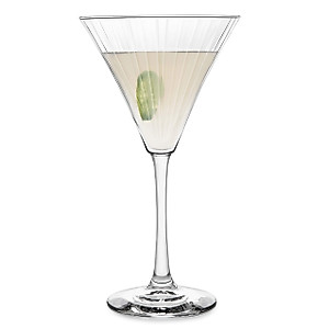 Libbey Paneled Martini Glasses Set of 4, 9.5 Oz Fine Ribbed Modern Martini Glasses, Dishwasher Safe Martini Cocktail Glasses for Cocktail Parties