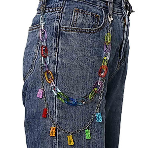 GENBREE Hip Hop Pants Chain Punk Colorful Jean Chains Layered Hipster Cool Trouser Chain Wallet Chain Waist Jewelry for Women and Girls
