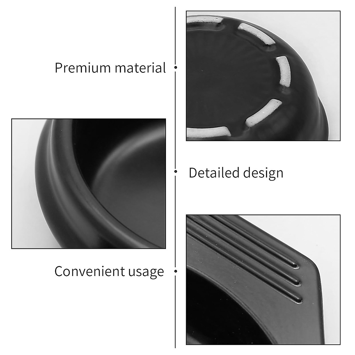 laffoonparts Korean Cooking Stone Pot Set, Premium Ceramic, D 6.3'' Stone Bowl Sizzling for Bibimbap and Soup, Korean Bibimbap Pot w/Tray & Stainless Steel Spoon No Lid