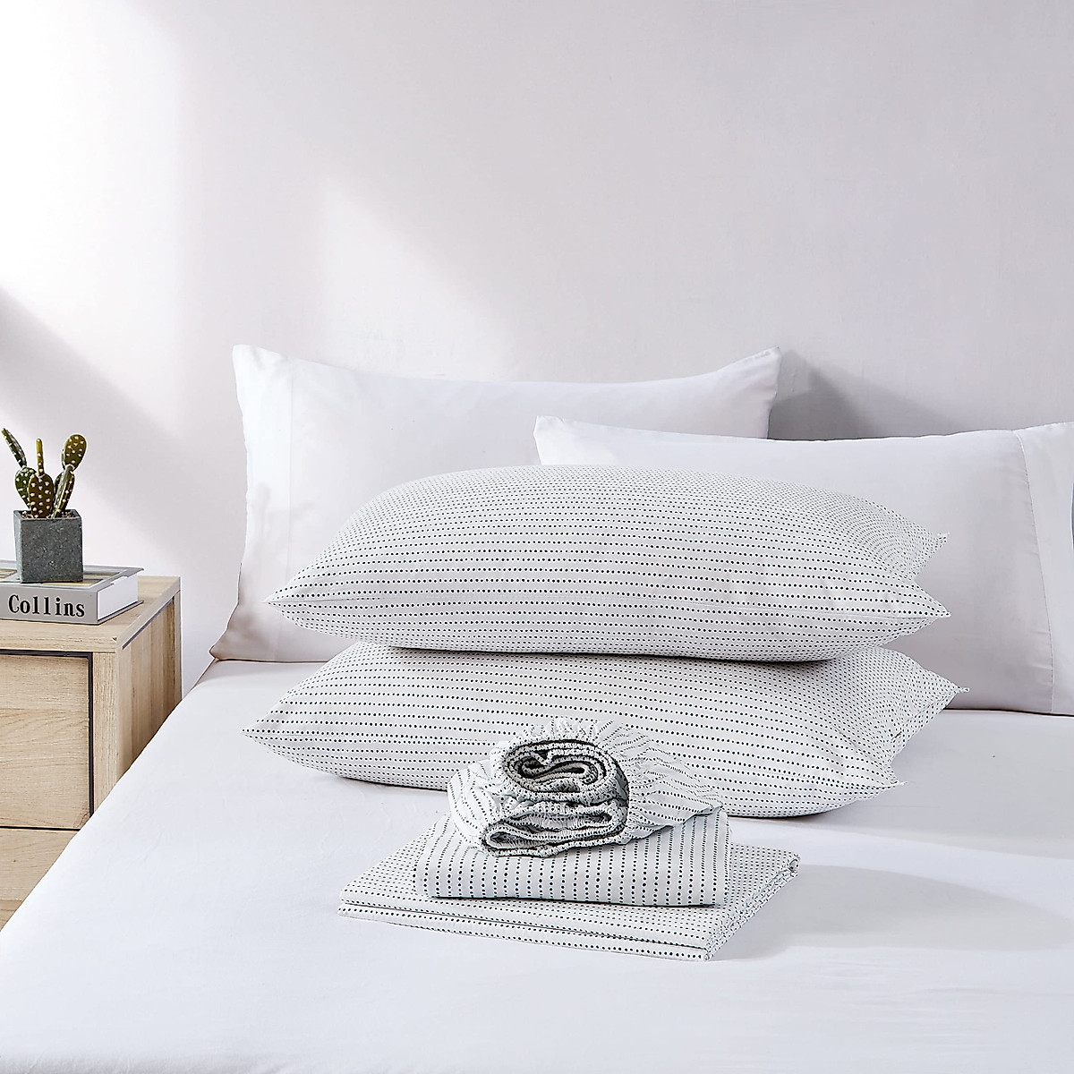 City Scene - Full Sized Sheets, Cotton Percale Bedding, Crisp & Cooling Home Decor (Radius, Full)