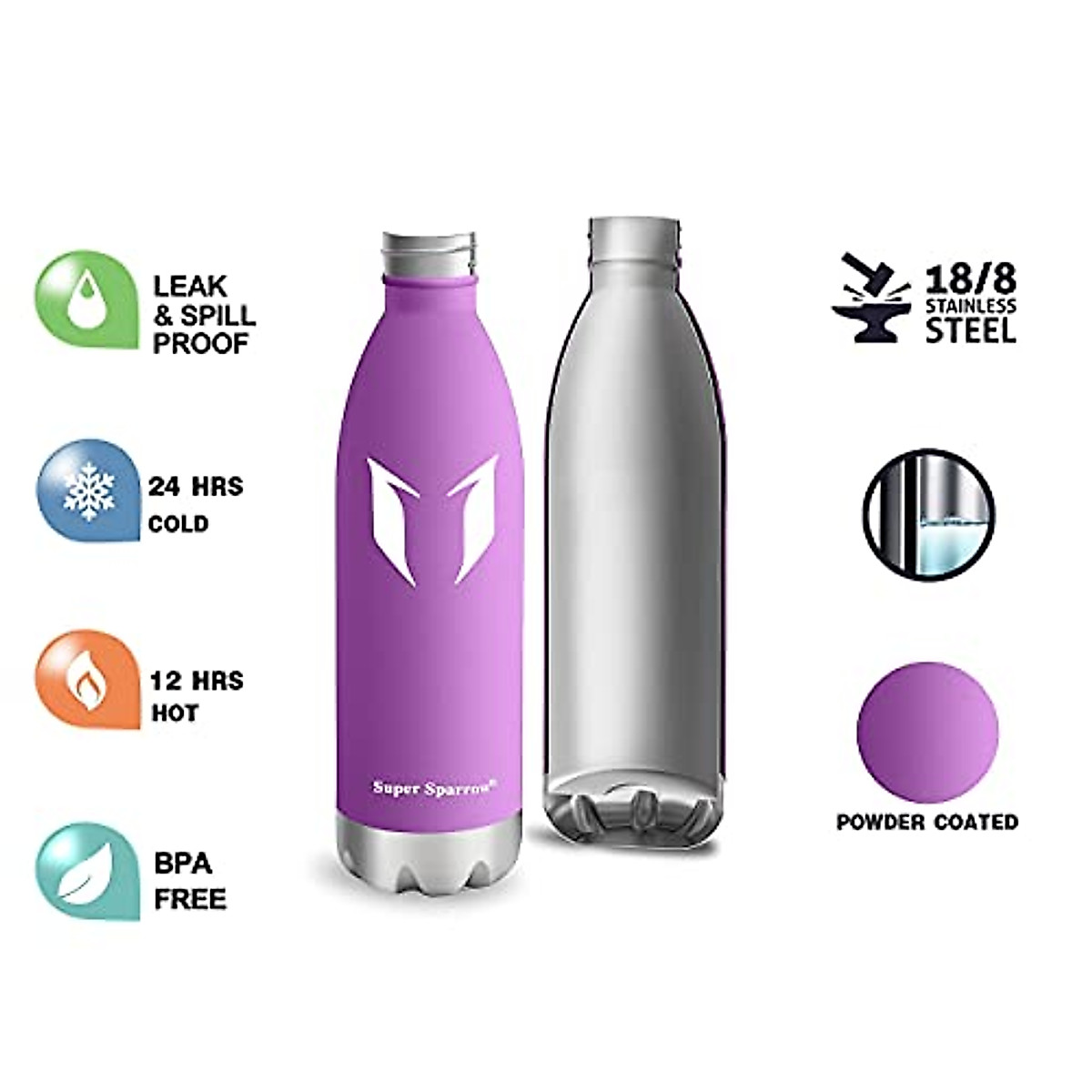 Super Sparrow Suitable for All People Coke-500-Lilac Water Bottle, Lilac Purple, 500ml-17oz