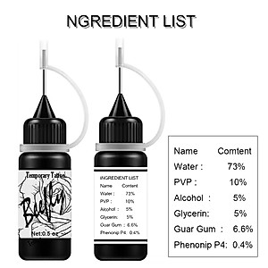 Beefly Art Painting Temporary Kit Semi Permanent Freehand Gel(Natural Plants Based) Dozens Pcs Free Stencils, DIY Fake Freckles, Full Kit 2 Bottles(1oz)