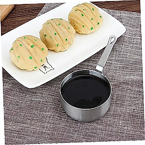 Hoement 1pc Cooking Frying Pan Sauce Cups Coffee Warmer Mini Butter Warmer Pot Butter Melter Dipping Sauce Bowls Small Pan Non Stick Pan Sauce Jug Induction Cookware Butter Melting Pan
