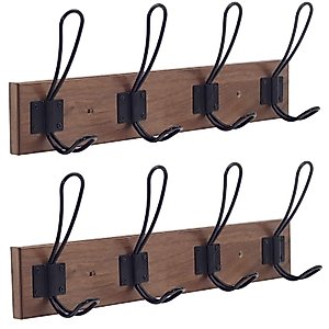 Mzizi Dco Coat Rack Wall Mounted,Wall Coat Rack with 8 Rustic Coat Hooks,Office Entryway Bedroom Hanging Towel Coat Clothes Hat Bag Robes (2 Pack)