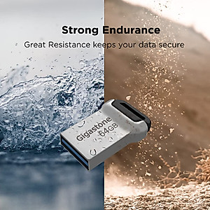 GIGASTONE Z90 [2-Pack] 64GB USB 3.2 Gen1 Flash Drive, Mini Fit Metal Waterproof Compact Pen Drive, Reliable Performance Thumb Drive, USB 2.0 / USB 3.0 /USB 3.1 Interface Compatible