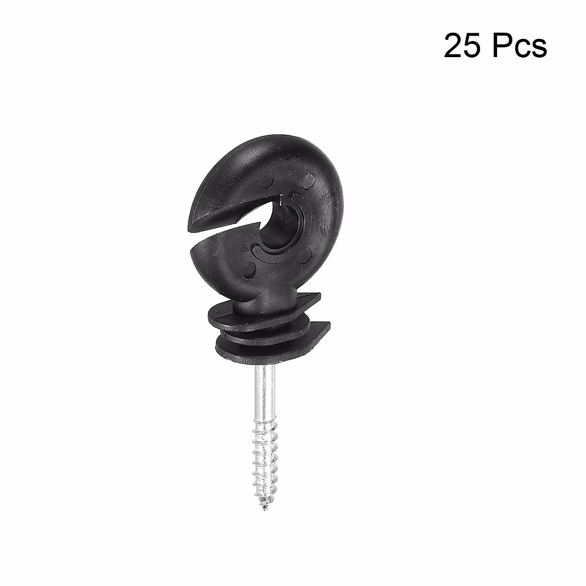 PATIKIL Electric Fence Insulator Screw-in Ring Insulator 25pcs Wood Post Insulator Black for Farm Fencing Power Grid System
