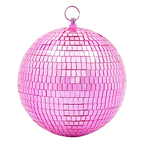 Mirror Disco Ball Decor with Hanging Ring 8" Large Pink Disco Ball Ornament for Disco Party Decorations,70s Theme Party, DJ, Wedding, Birthday,Christmas