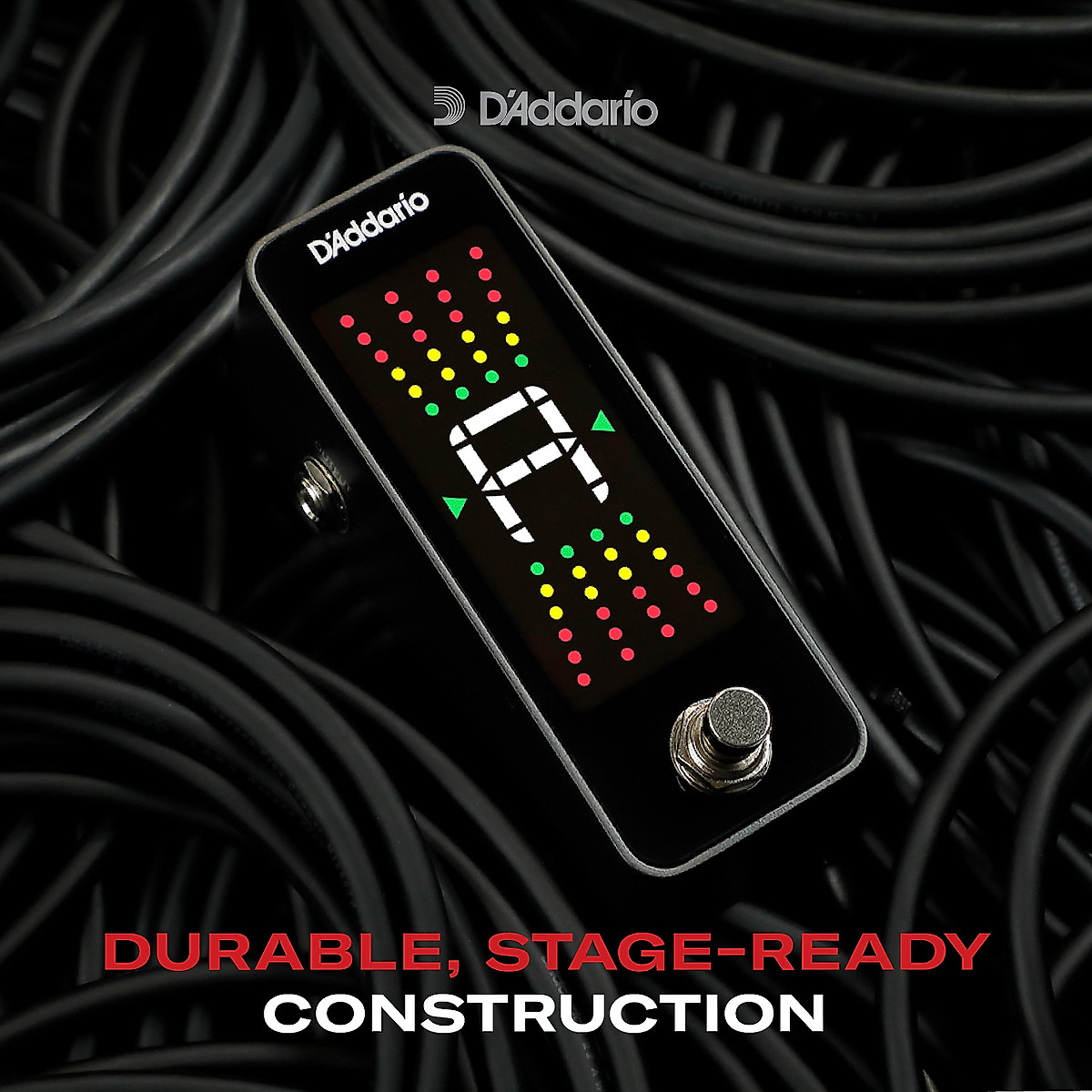D'Addario Accessories Guitar Tuner Pedal Plus - Chromatic Tuner for Electric Guitars, Bass Guitars and More - Fast and Accurate with True Bypass - Full Color Display with Programmable Countdown Timer
