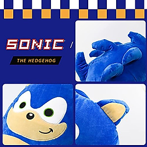 DEYOU Classic 14in Hedgehog Plush Toys Plush Figure Classic Hedgehog Plush Doll for Boys Girls Best Gift (Blue)