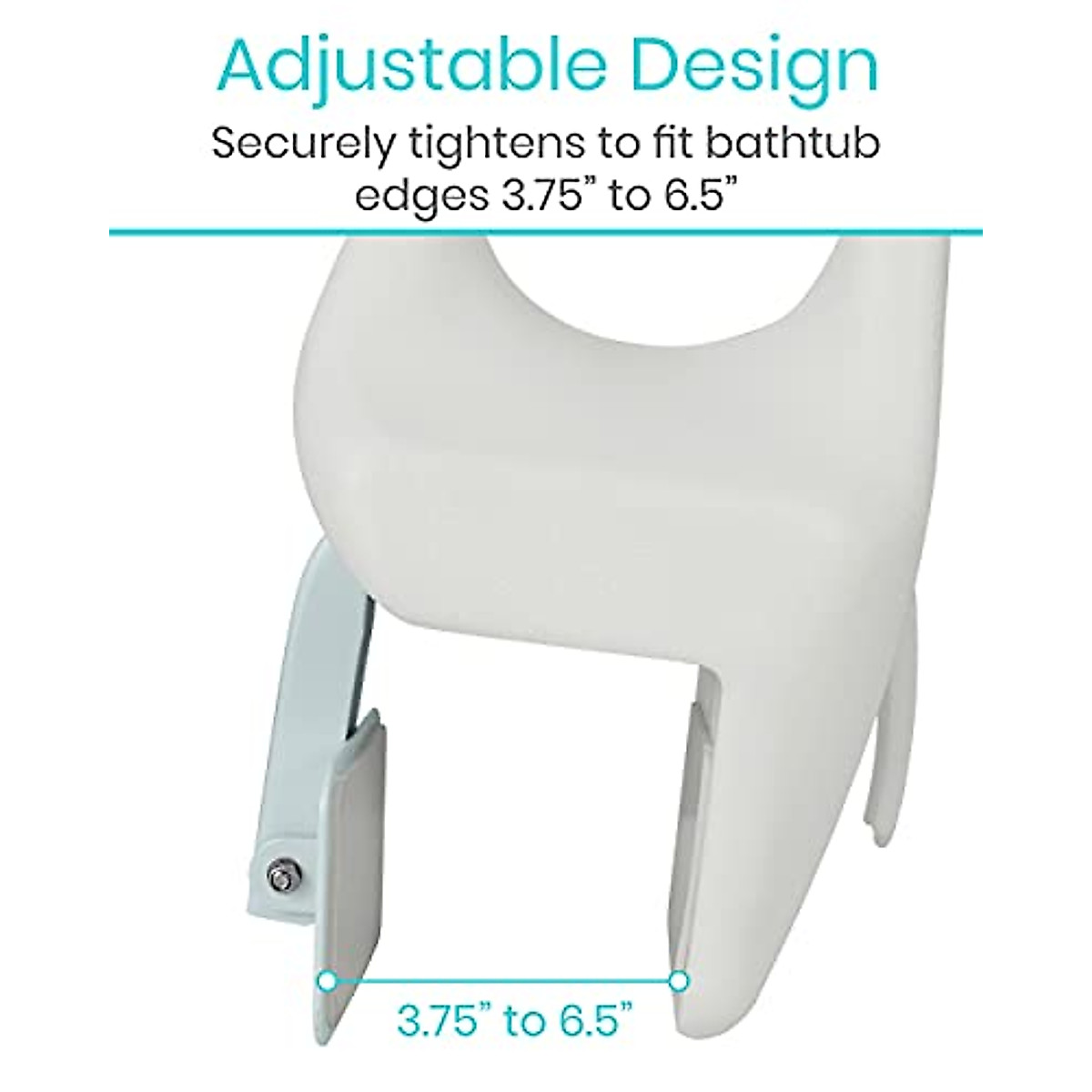 Vive Bathtub Rail - Bathroom Tub Safety Rail Heavy Duty for Seniors, Elderly, Handicap and Disabled - Clamp Railing Bath Support - Adjustable Shower Hand Grip - Handle Assist Grab Bar - Fits Most Tubs