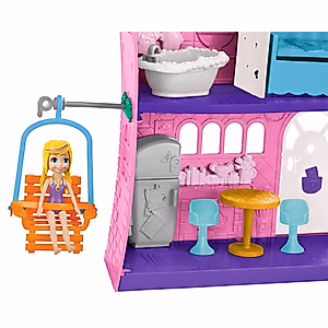 Polly Pocket Lil’ Lake House with 2 Stories, Slides, Lake Accessories, Living Accessories, 3-inch Polly Doll & Her Dog Peaches; For Ages 4 and Up [Amazon Exclusive]