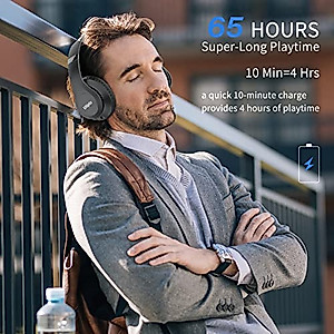 Uliptz Wireless Bluetooth Headphones, 65H Playtime, 6 EQ Sound Modes, HiFi Stereo Over Ear Headphones with Microphone, Foldable Lightweight Bluetooth 5.3 Headphones for Travel/Office/Cellphone/TV/PC