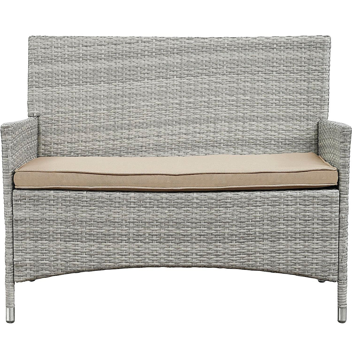 Modway Bridge Wicker Rattan 4-Piece Outdoor Patio Furniture Set in Light Gray Beige