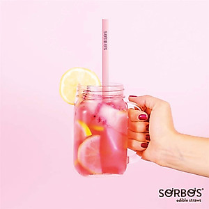 Sorbos Edible Straws, Strawberry Flavored, Sustainable, Individually Packaged, No Plastic, No Allergens, No Gluten, No PFAS, 100 Percent Biodegradable, 7.4 inches long (Pack of 200)