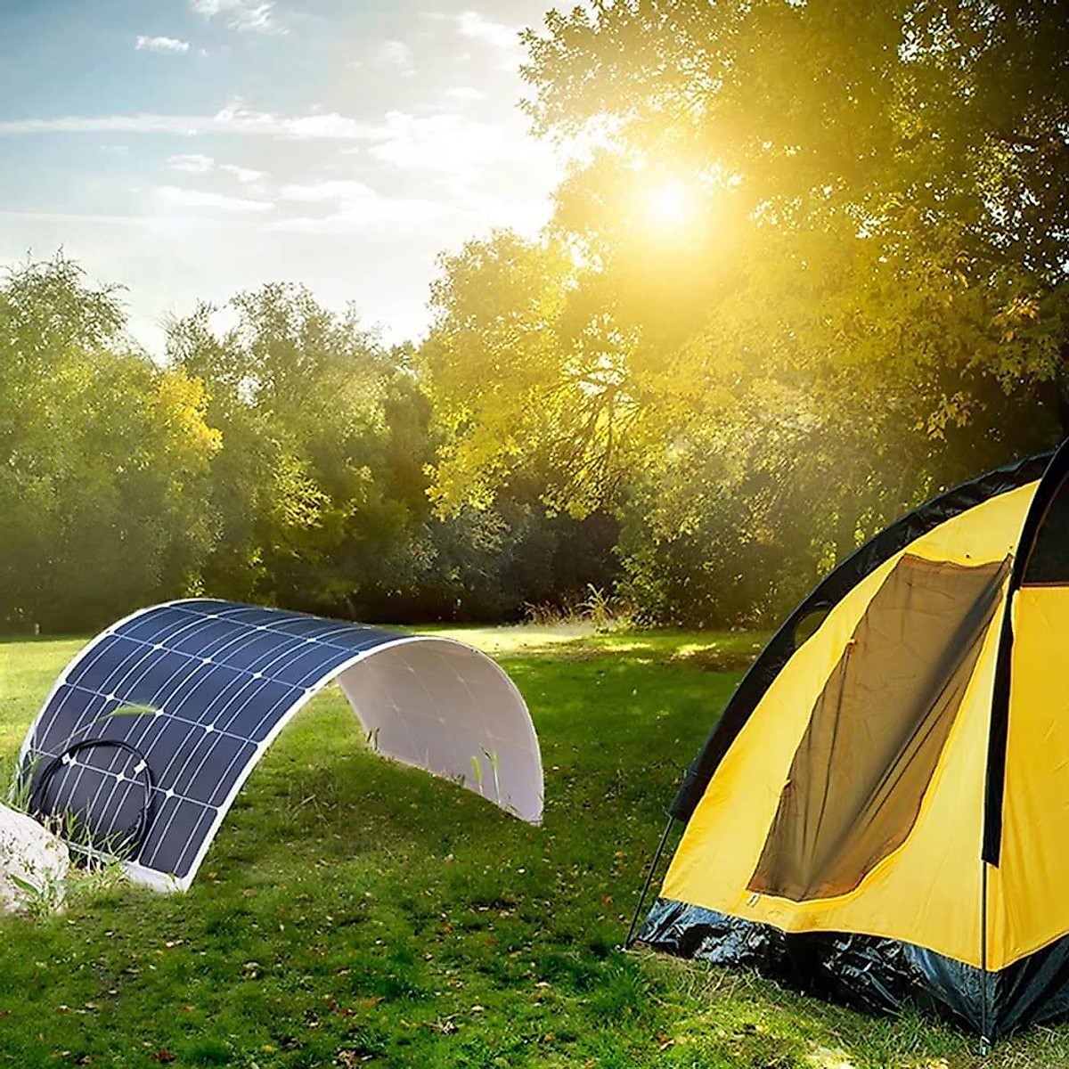 1200 Watt Solar Panel Kit, with 2pcs Charge Controller(40A) 4pcs 300 Watt Flexible Monocrystalline Solar Panel for 12-48V Battery Charging Car Battery Camper RV Yacht Battery Boat