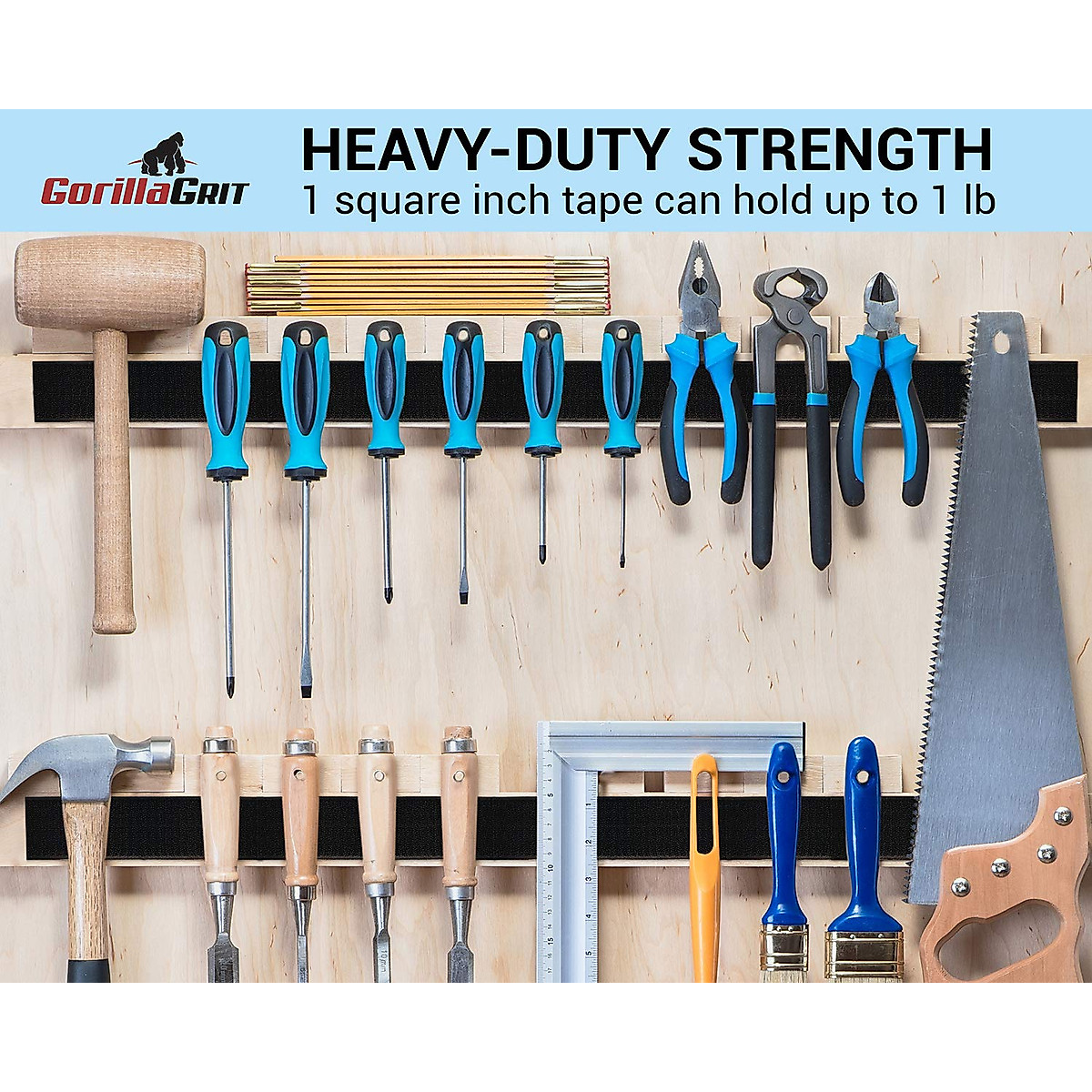 Self-Adhesive Hook and Loop Tape - 15ft x 2 inch Wide - Heavy Duty Sticky Back Tape Fastener - Double Roll with Adhesive Backing - Cut to Size Strips