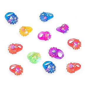 HND® Novety LED Flashing Light Up Jelly Bumpy Ring, For Party,Cutumes,Birthday,Wedding And Any Celebrations. 24-Pack