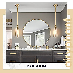 AIRYPHANT Gold Glass Pendant Light Set of 3, Modern 1-Light Gold Crackle Glass Pendant Light for Dining Room Kitchen Island