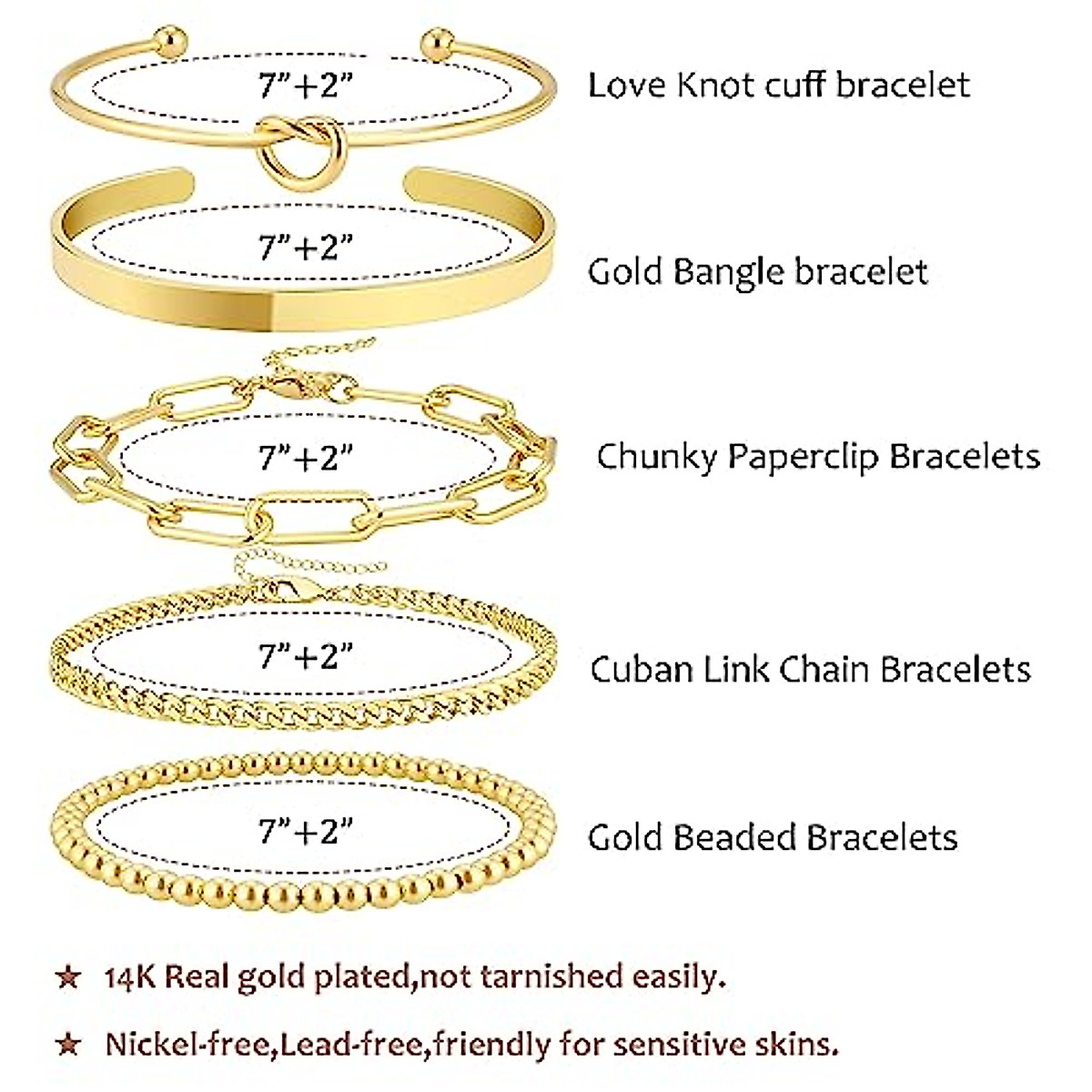 AOZEL Gold Bracelets for Women Jewelry Gold Bangle Cuff Bracelets Trendy Gold Beaded Chain Bracelets Set for Women…