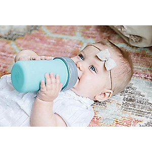 Mason Bottle Silicone Baby Bottle: Includes Silicone Nipple (Medium Flow Nipple for 3+ Months), Plastic Ring + Cap, 8 Ounce Silicone Bottle, BPA Free, Non-Toxic 100% Made in USA (1 Count)