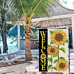 CROWNED BEAUTY Summer Garden Flag 12x18 Inch Double Sided Sunflower for Outside Yard Flag