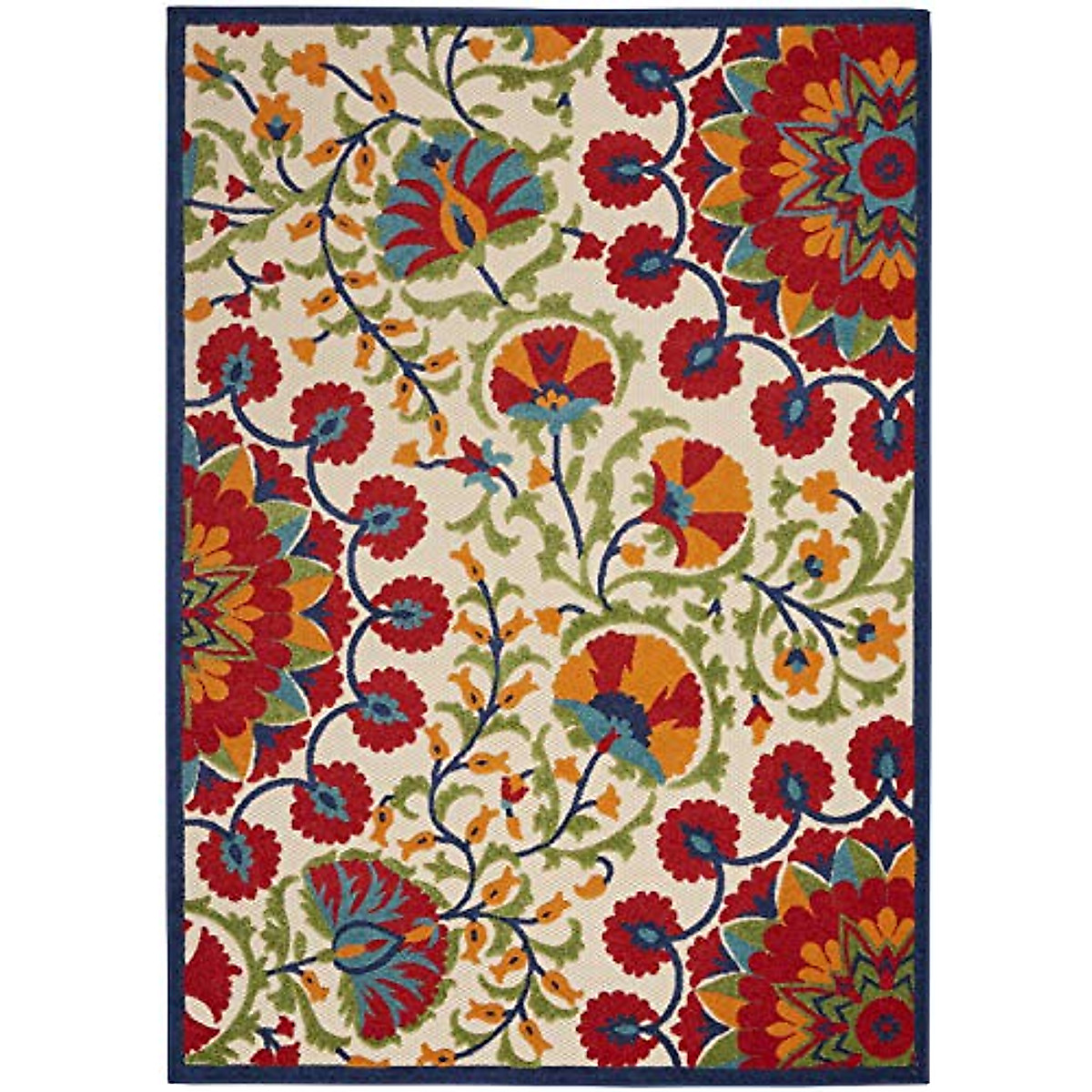 Nourison Aloha Indoor/Outdoor Red/Multi 7'10" x 10'6" Area -Rug, Easy -Cleaning, Non Shedding, Bed Room, Living Room, Dining Room, Deck, Backyard, Patio (8x11)