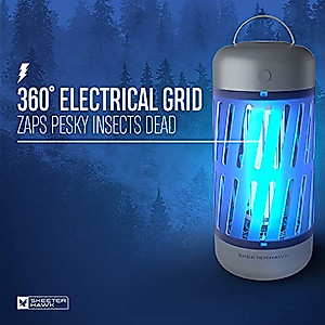 SKEETER HAWK Premium Mosquito Zapper | Plug-in Bug Zapper with 360º Electrical Grid & UV Light Technology - No Pesticides, Chemicals Or Odors, Black & Blue, One-Size