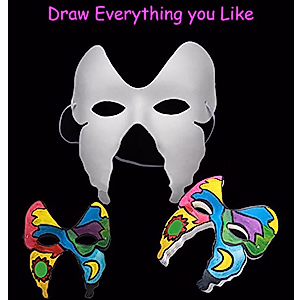 Qavctw 16PCS DIY White Masks Paper Cosplay Christmas Party Mask Unpainted Plain Craft Masquerade Masks for Christmas Mardi Gras Party Mask