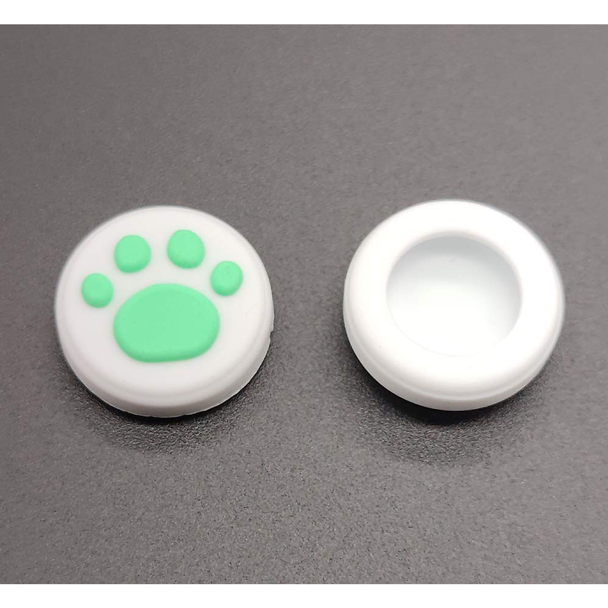 2 x Silicone Analog Controller Thumb Stick Joystick Grips Cap for Switch NS & Switch Lite Controller Joy-Con ThumbStick Cute Cat Paw Claw (White-Green)