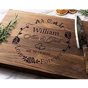 Gifts for Wedding, Personalized Cutting Boards for Couples, Anniversary, Valentines Day, Housewarming Gift - Handmade Customizable Wooden Kitchen Decoration, Gift for New Homeowners - Size 13.5×9.5"