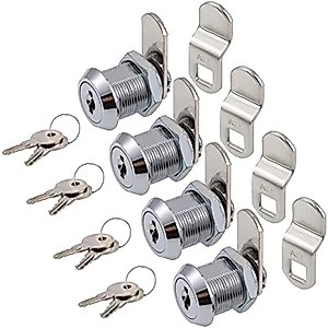 WOOCH Cabinet Cam Lock, 5/8 Inch Keyed Alike Cam Locks Secure File Drawer Door Mailbox Tool Box Dresser RV Cylinder Replacement Lock Hardware, Fits on 1/2" Max Panel Thickness (4 Pack)