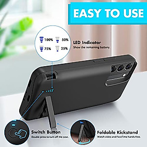 SlaBao Galaxy S22 Battery Case 4800mAh, Kickstand & Dual Device Charging Case, Rechargeable Backup Charger Case for Samsung Galaxy S22 5g(6.1") Black
