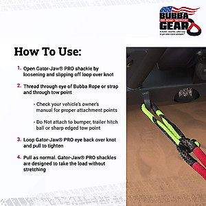 Bubba Rope Gator-Jaw PRO Synthetic Shackle, 7/16” – Heavy-Duty Vehicle Tow Shackle: 52,300 lbs. Capacity - Green
