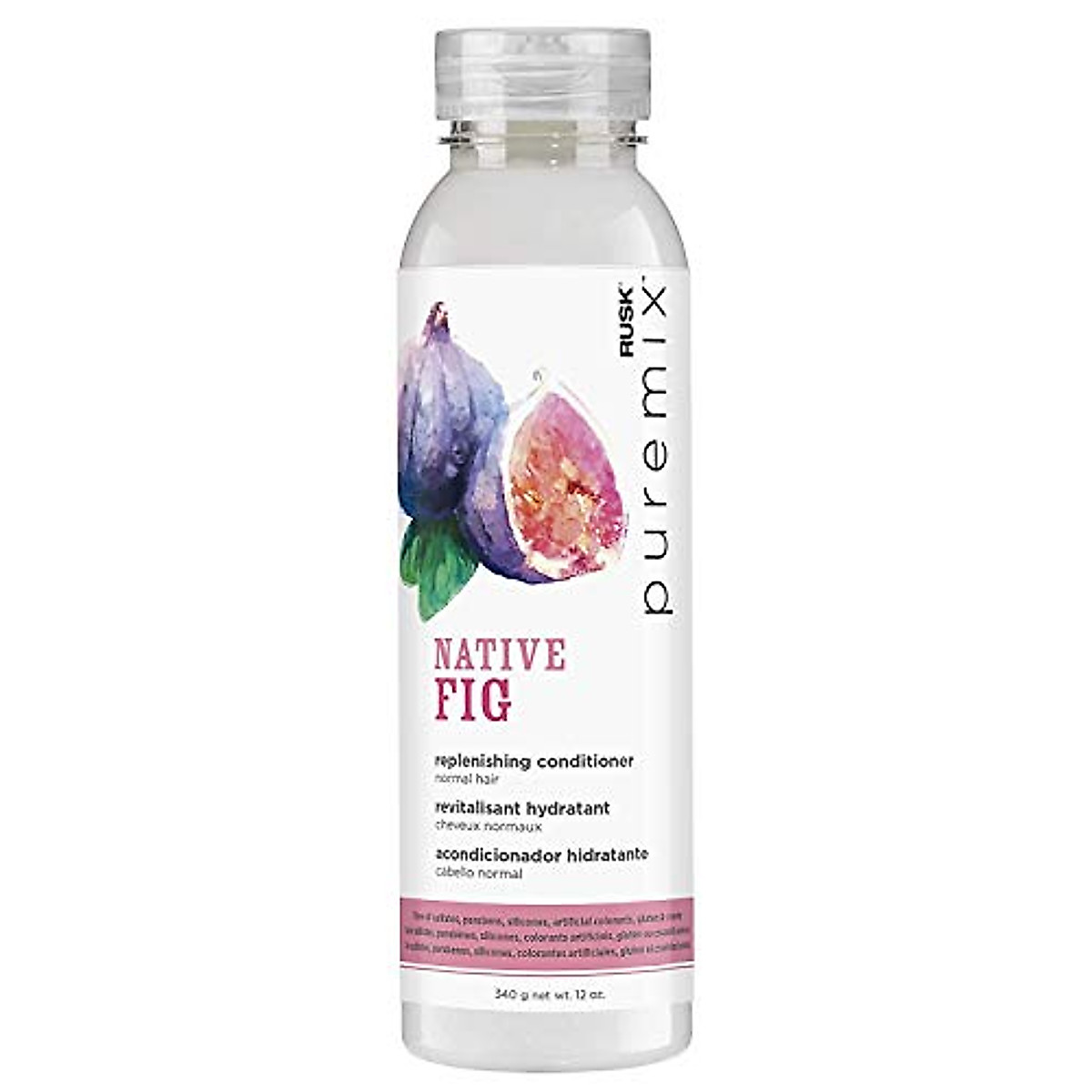 RUSK PUREMIX Native Fig Replenishing Conditioner for Normal Hair, 12 Oz, Detangles and Restores Hair's Moisture Levels While Eliminating Frizz Without Weighing Hair Down