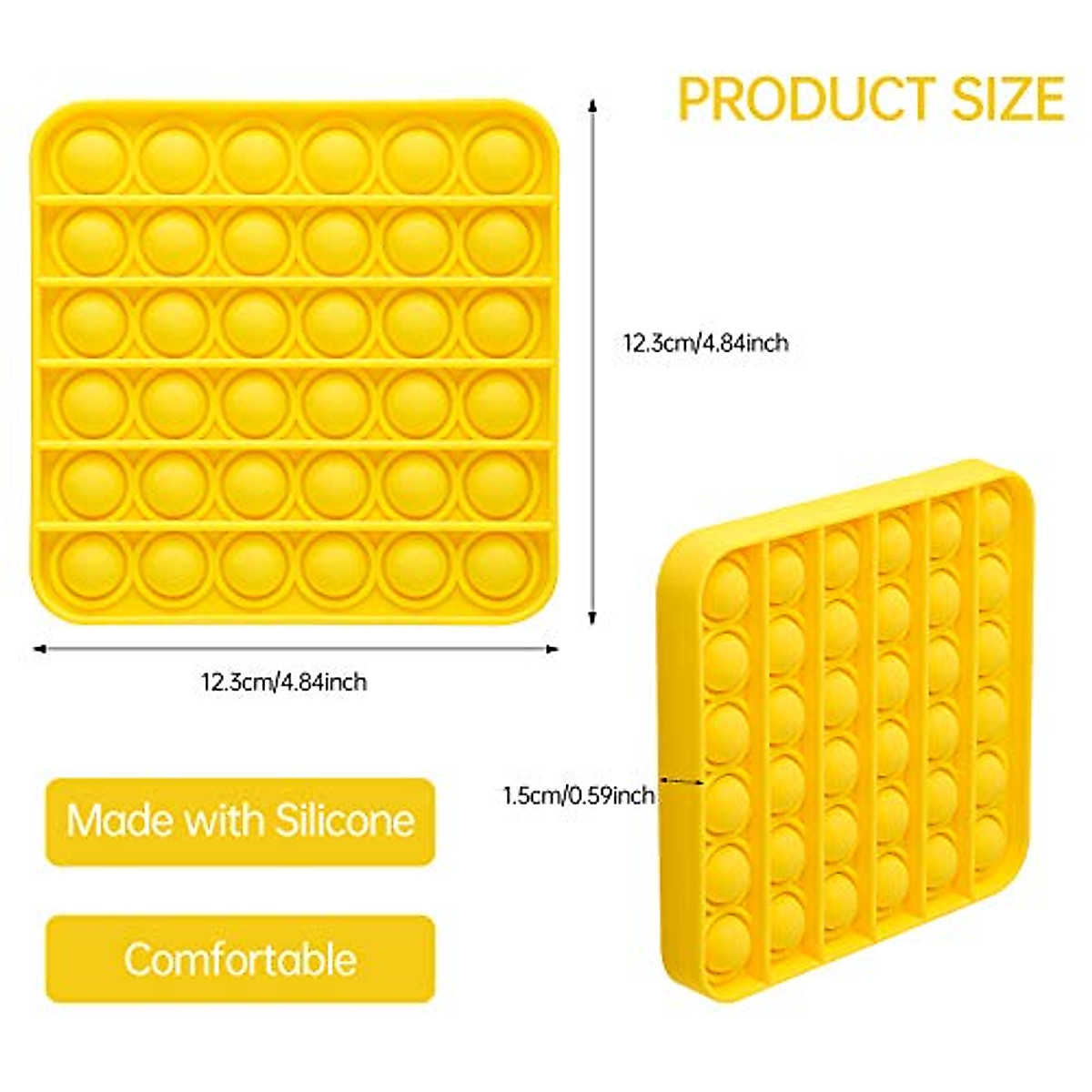 NiHealth Fidget Pack 4-Pack Push Pop Bubble Fidget Sensory Toy, Fidget Toys for Stress Anxiety Relief, Bubble Popper Fidget Toy, Silicone Squeeze Toy for Kids Adults (4 Colors Square)