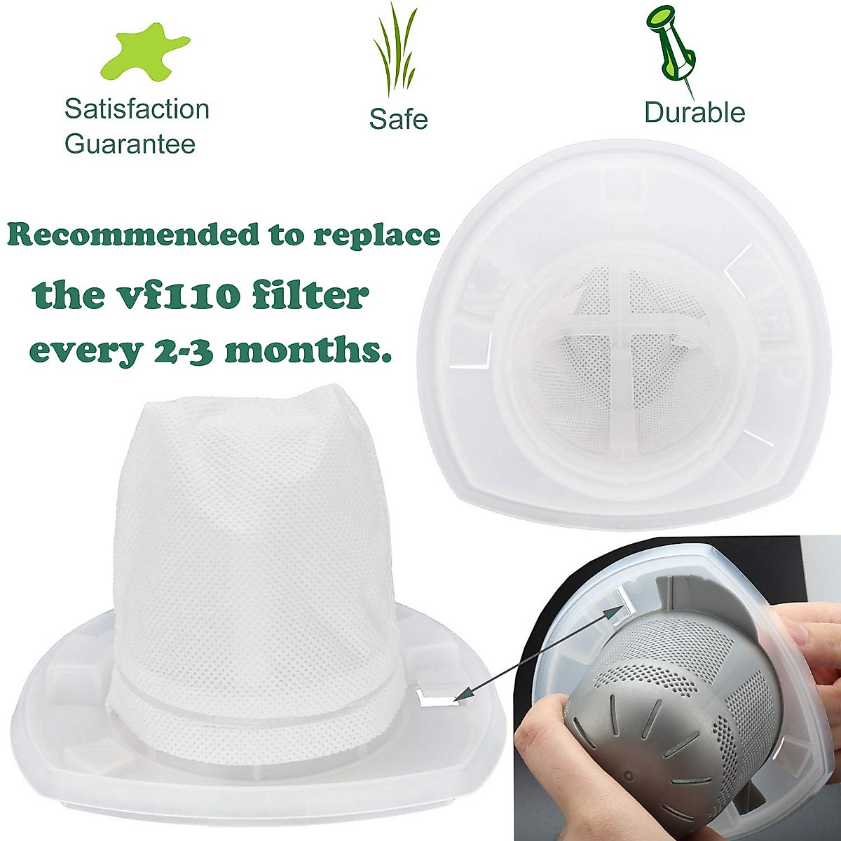 6 Pack Replacement Vacuum Filter for Black & Decker Power Tools VF110 Vacuum CHV1410L CHV9610 CHV1210 CHV1510 CHV1410L32 90558113-01, Not for HHVI315JO32 HHVI315JO42 HHVI320JR02 HHVI325JR22