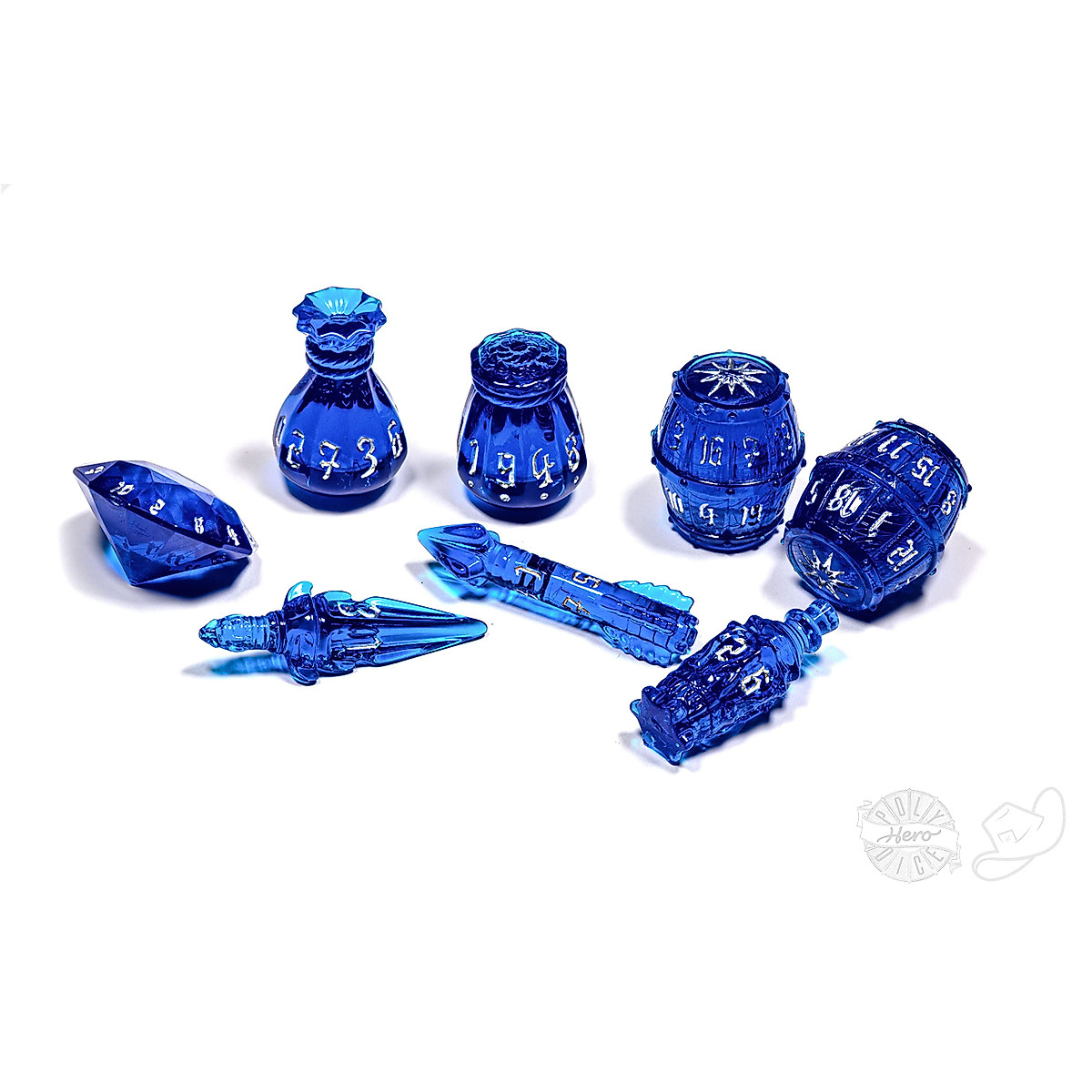 PolyHero Rogue 8 Dice Set (Sapphire Scoundrel)