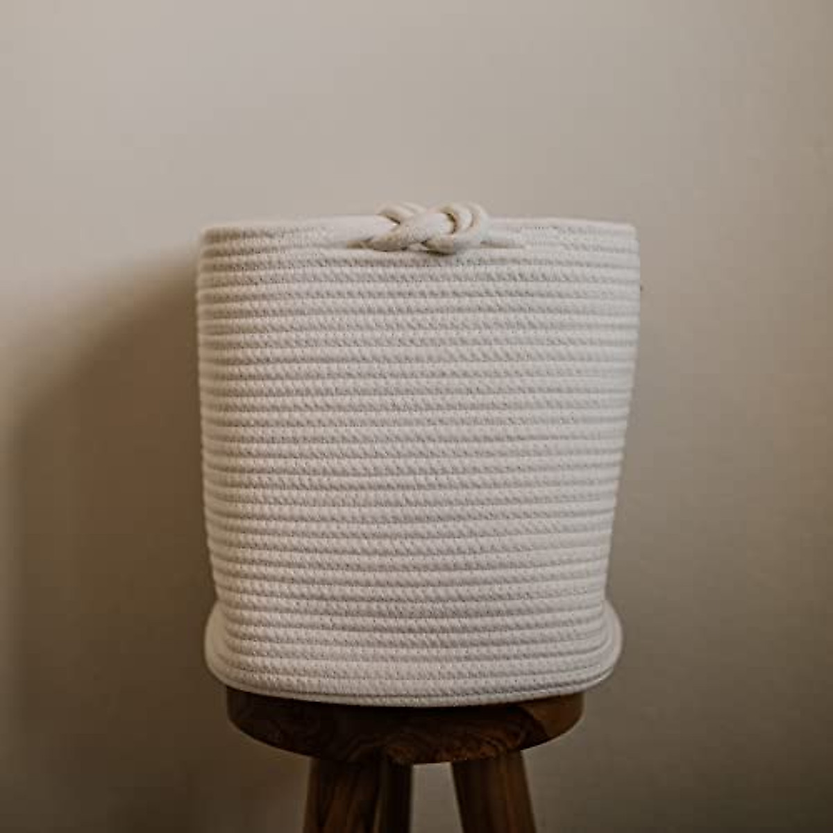 Parker Baby Rope Storage Cube Bin - 11 Inch Nursery Cubby Storage Bin Cubes for Cube Organizer, Closet Organizers and Storage Toy Bin, Rope Baskets Bins for Toy’s Storage - White